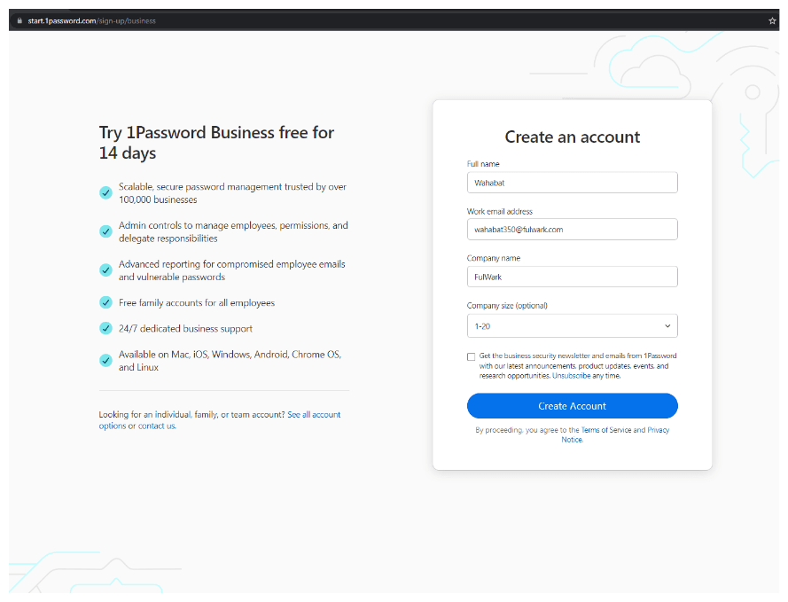 1Password Business Setup - Oneleet Docs